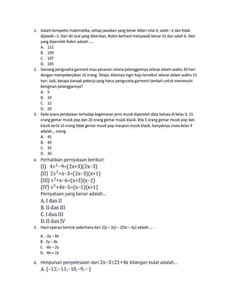Latihan Soal Persiapan US | PDF