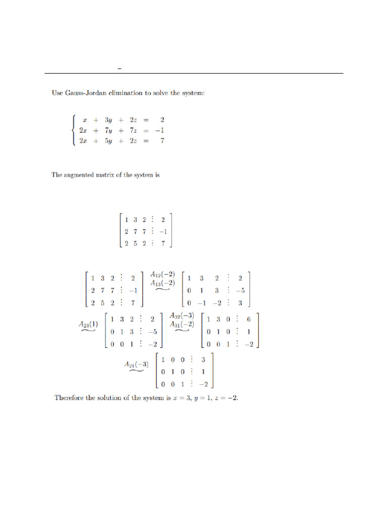 ProblemsSolutions-Gauss Jordan Method | PDF
