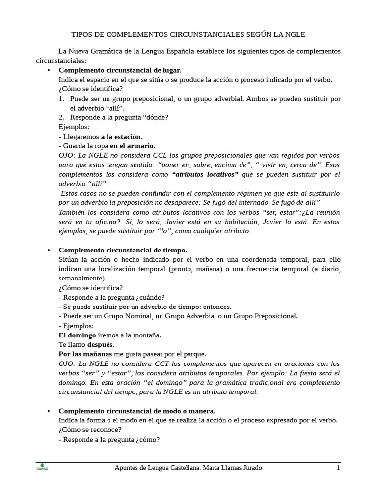 Complementos Circunstanciales | PDF | Adverbio | Lingüística