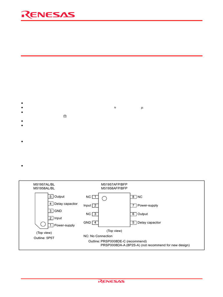 M51957A, B/M51958A, B: Voltage Detecting, System Resetting IC Series | PDF | Power Supply ...