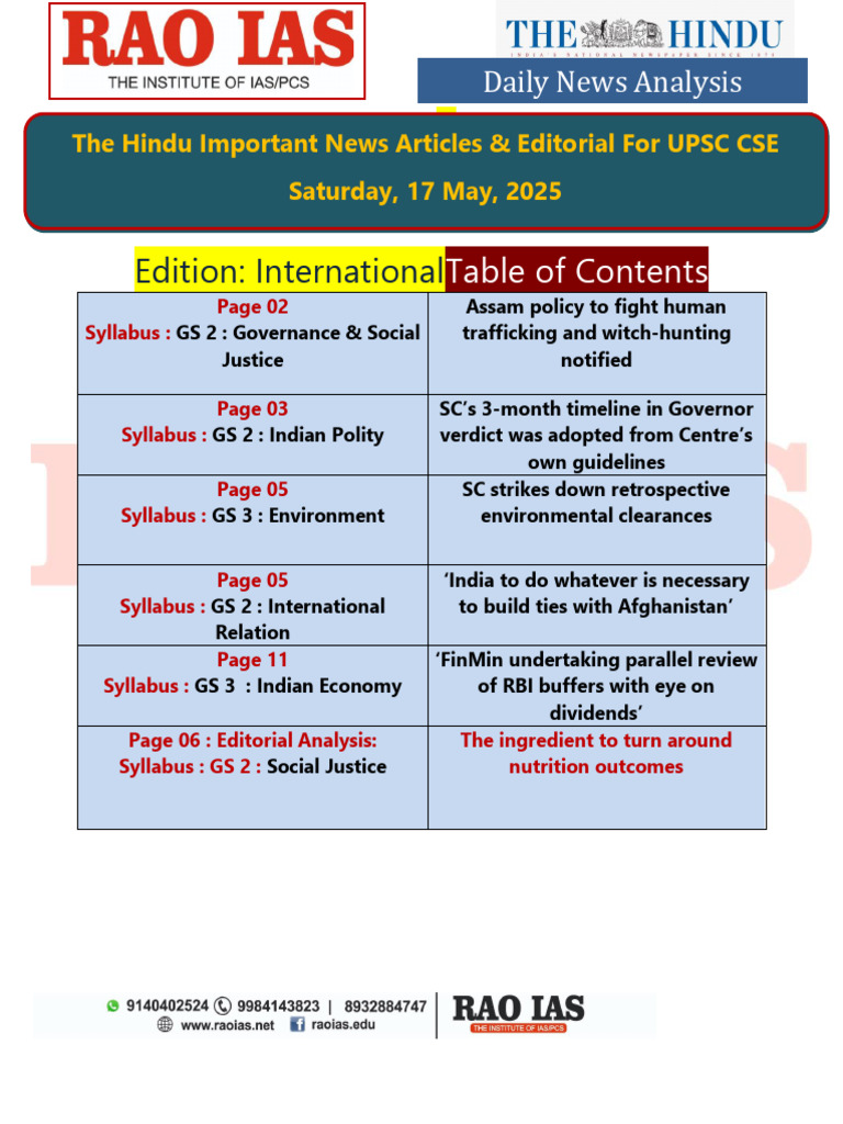 Rao IAS English 17 May The Hindu Imp News Articles and Editorial | PDF ...