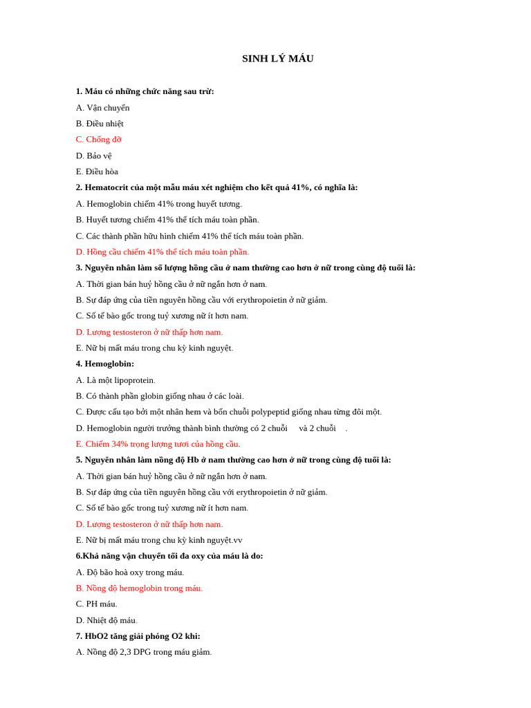 TN sinh lý máu , tiêu hóa | PDF