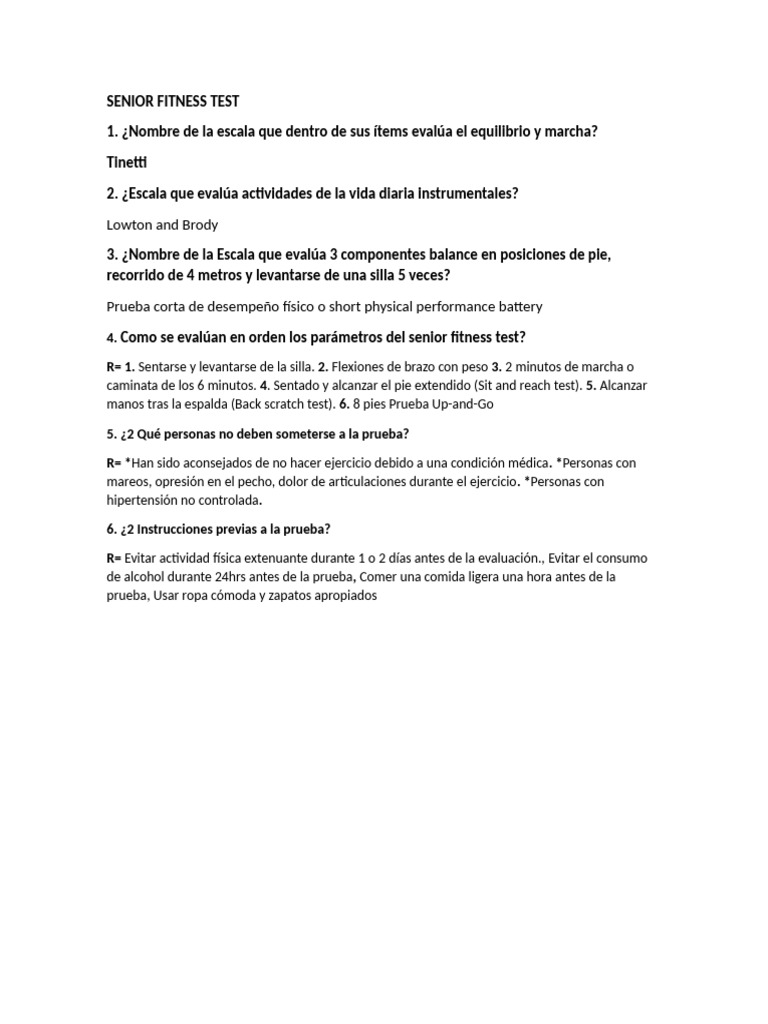 Evaluación del Senior Fitness Test | PDF | Pie