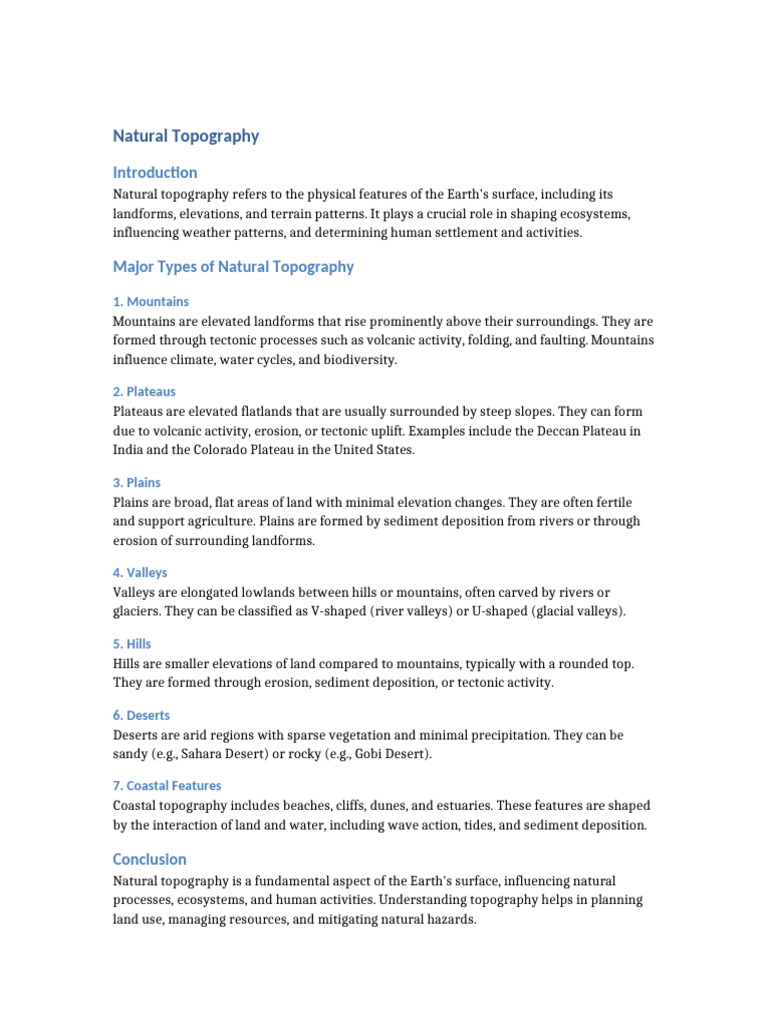 Natural - Topography and Drainage | PDF