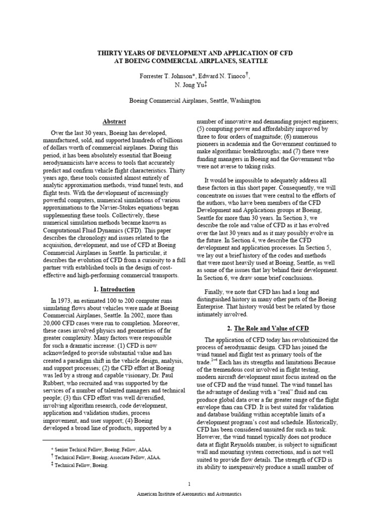 Thirty Years of Development and Application of CFD at Boeing Commercial ...