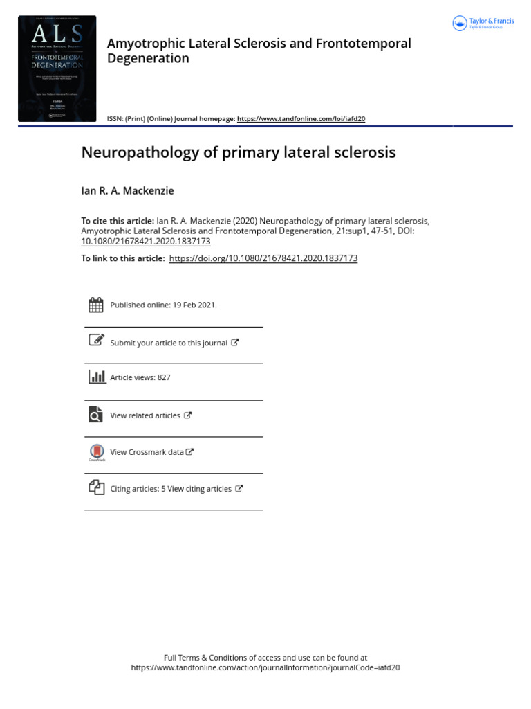 Neuropathology of Primary Lateral Sclerosis | PDF | Neurology ...
