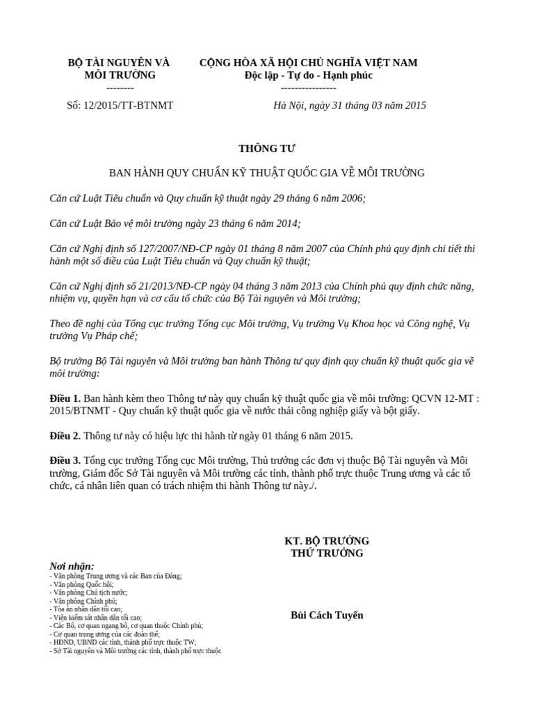 12 2015 TT-BTNMT 270498 | PDF