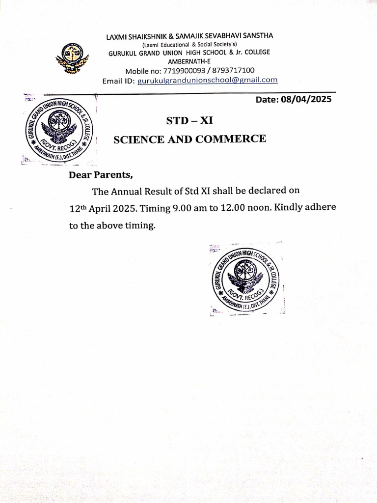 STD - Xi Annual Result 2024-25 | PDF