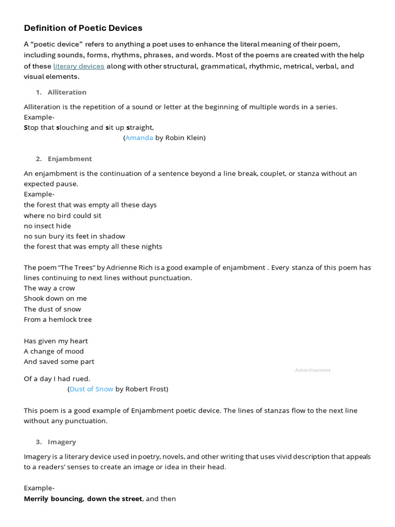 Understanding Poetic Devices in Poetry | PDF | Poetry | Poetic Devices