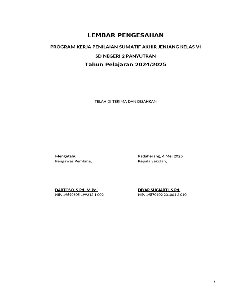 Program Kerja Paj Kelas 6 2023-2024 | PDF