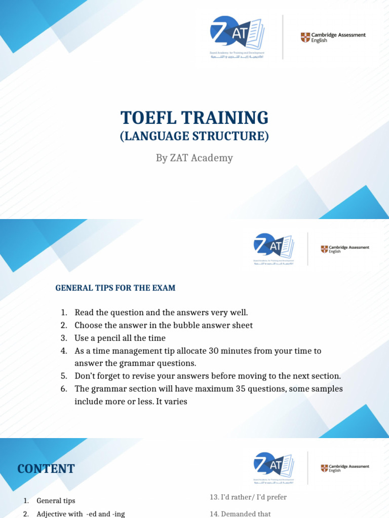 Toefl Grammar Edited | PDF | Verb | Adjective