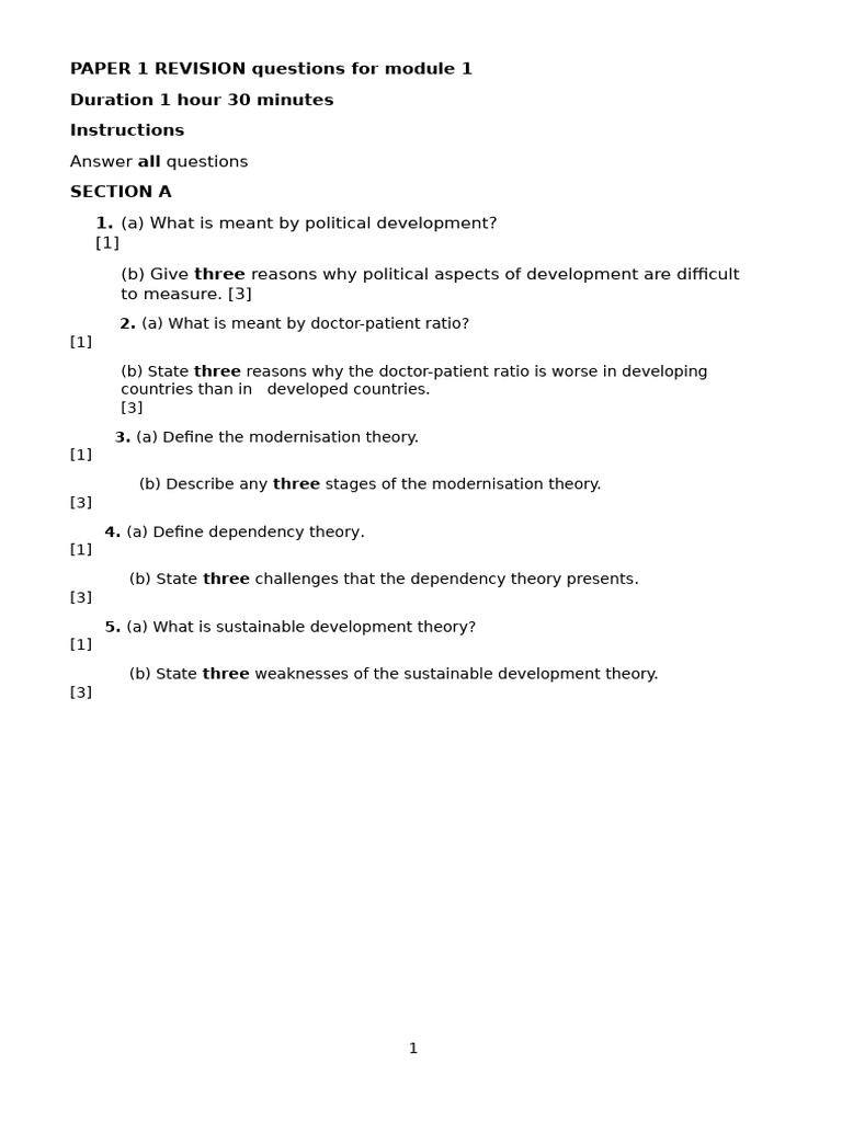 DVS PAPER 1 REVISION Questions For Module 1 | PDF | Sustainability ...