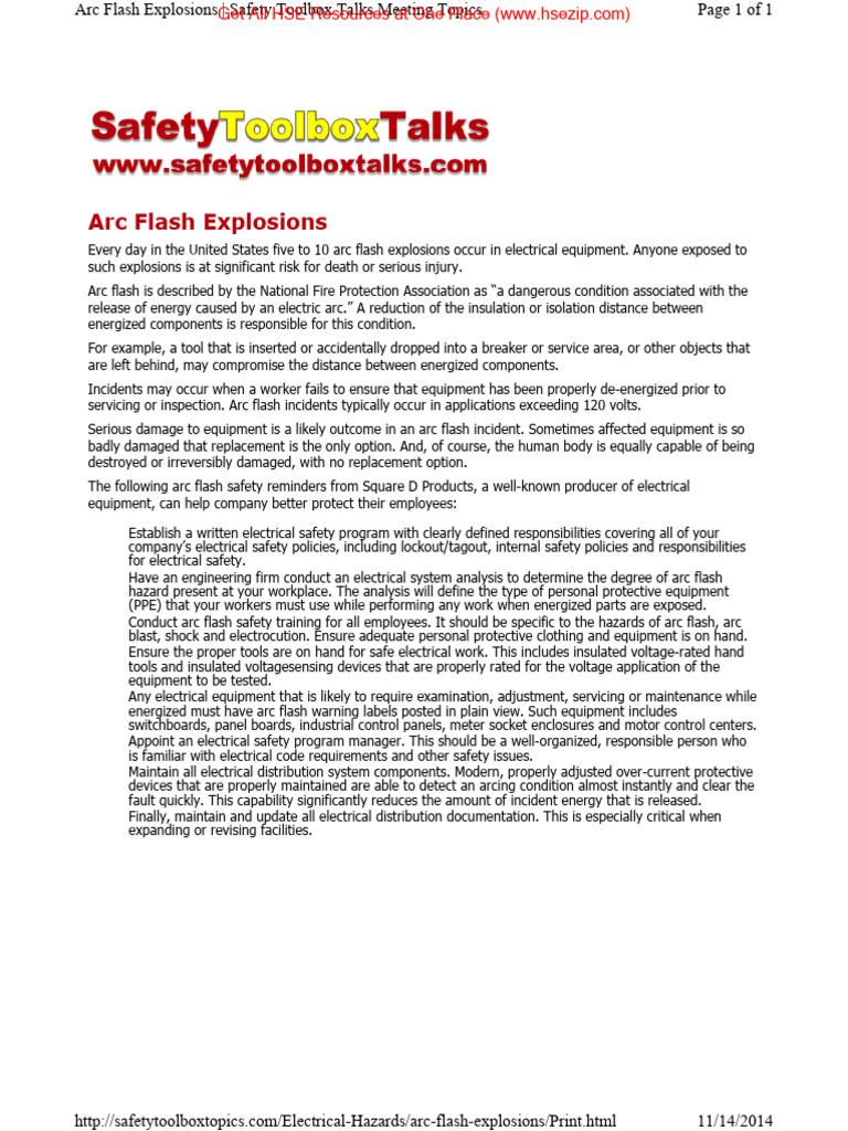 Arc Flash Explosion Prevention (www.hsezip.com) | PDF | Electricity ...