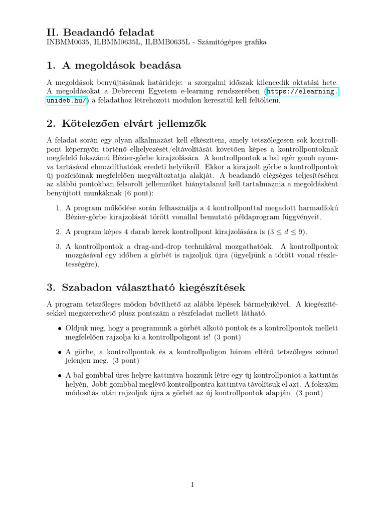 Masodik Beadando Feladat Szamitogepes Grafika-2 | PDF