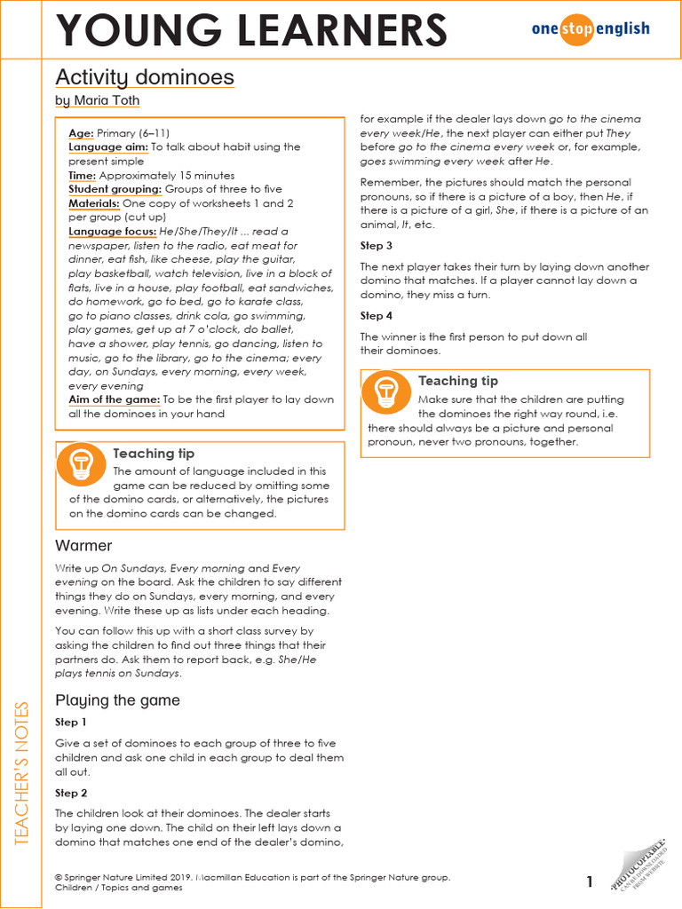 Young Learners Activity Dominoes | PDF
