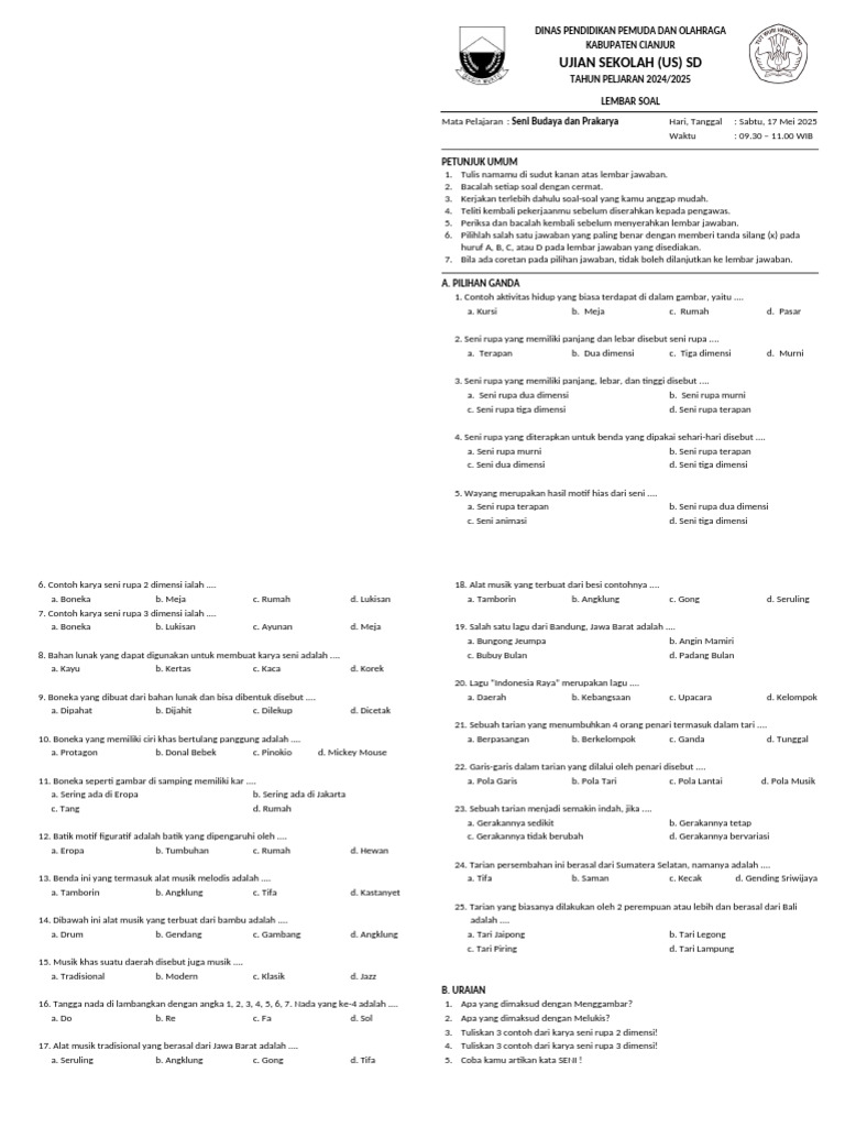 Soal Ujian 2024-2025 | PDF
