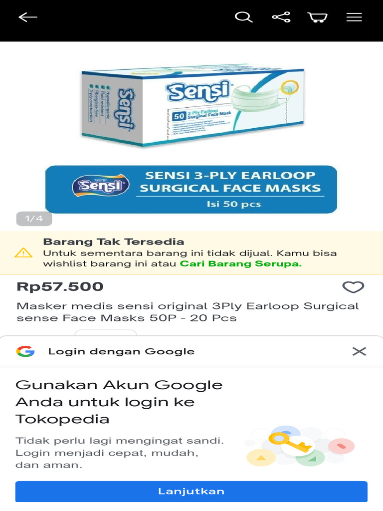 Jual Masker medis sensi original 3Ply Earloop Surgical sense Face Masks 50P - 20 Pcs - Jakarta ...