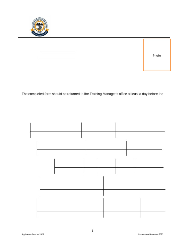 GVTC Training Application Form | PDF