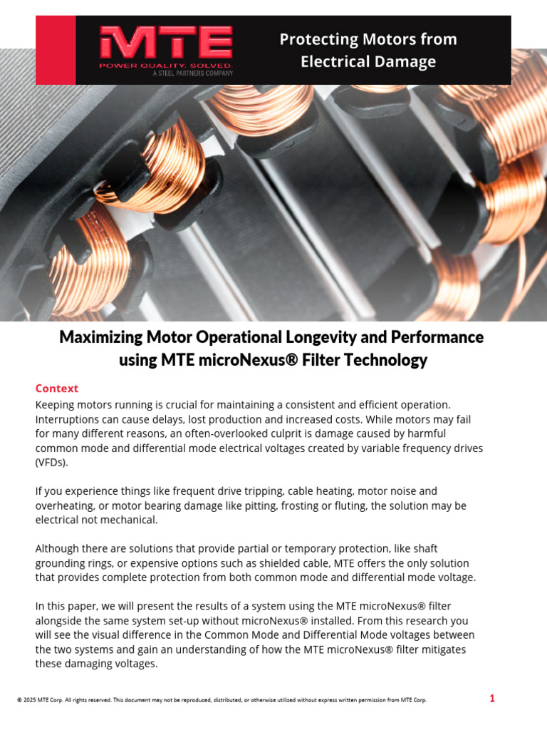 MTE Protecting Motors From Electrical Damage White Paper | PDF ...