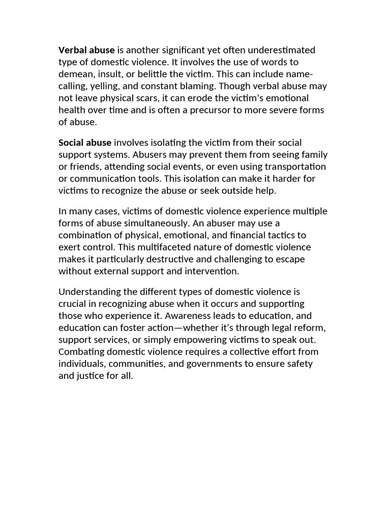 Verbal Abuse Is Another Significant Yet Often Unde | PDF