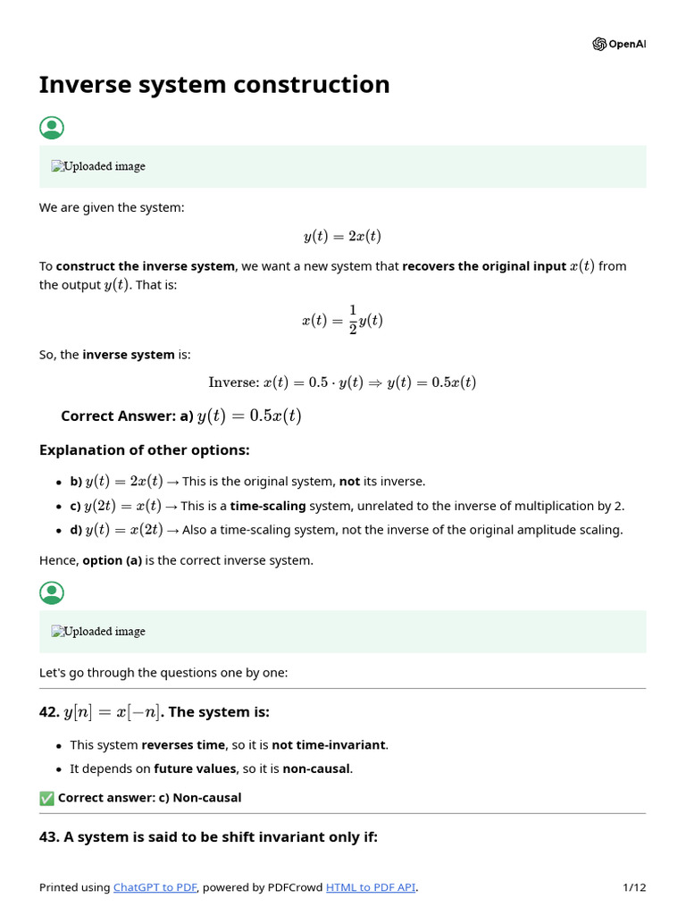 Inverse System Construction and Analysis | PDF | Computer Engineering ...