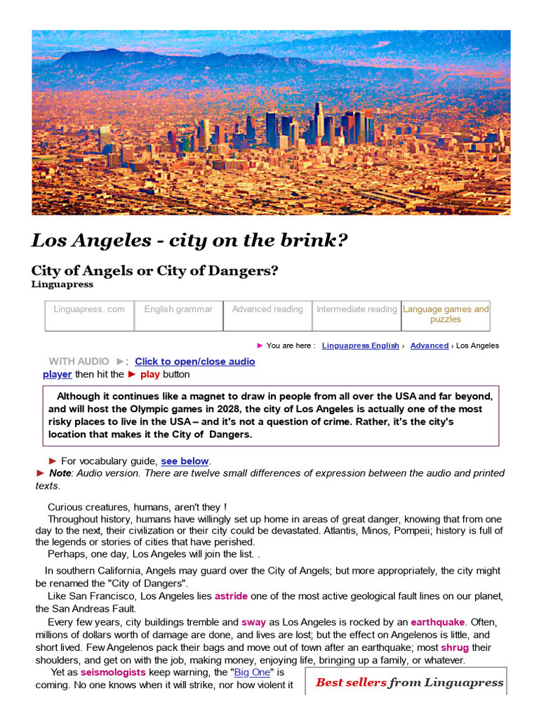 Los Angeles - City On The Brink. Advanced English | PDF | Los Angeles ...