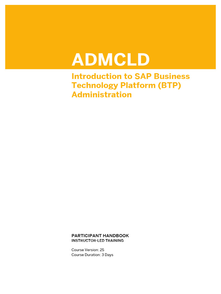 Introduction To SAP BTP Administration and Management | PDF ...