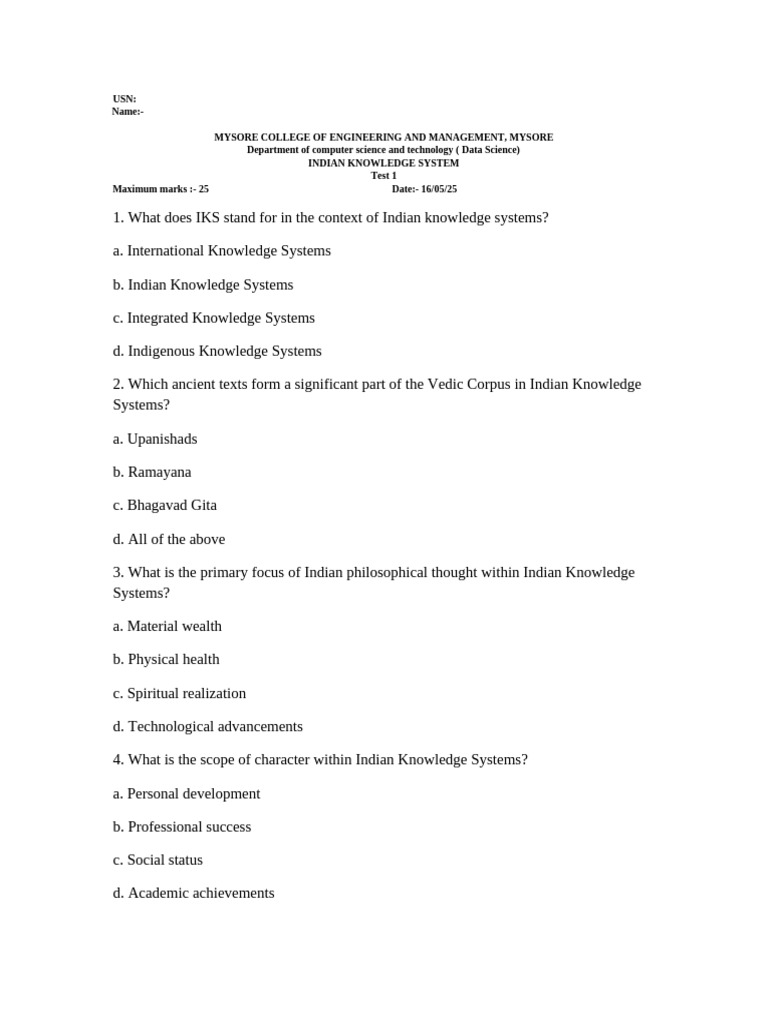 Indian Knowledge Systems Module1. | PDF | Knowledge | Traditional Knowledge