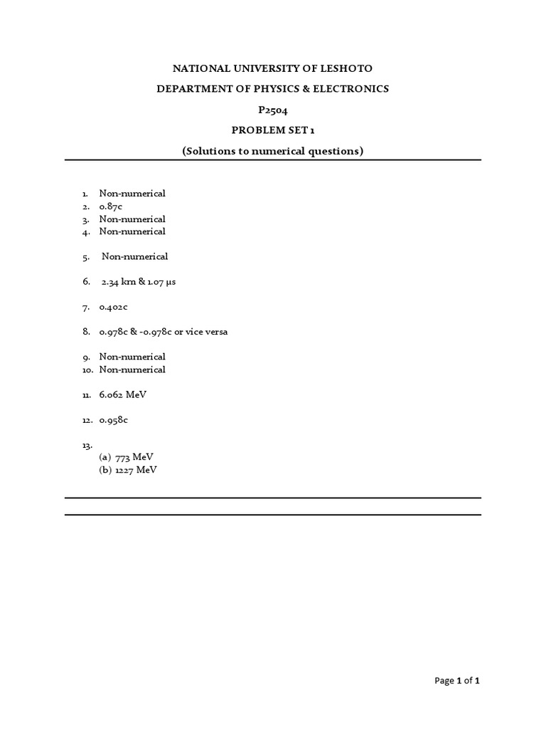 P2504 Problem Set 1 Solutions (Numerical) [2021-2022] | PDF