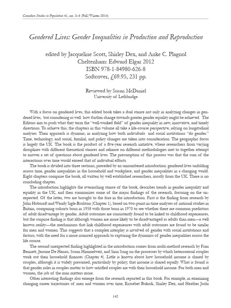 Gendered Lives Gender Inequalities in Production A | PDF | Gender ...
