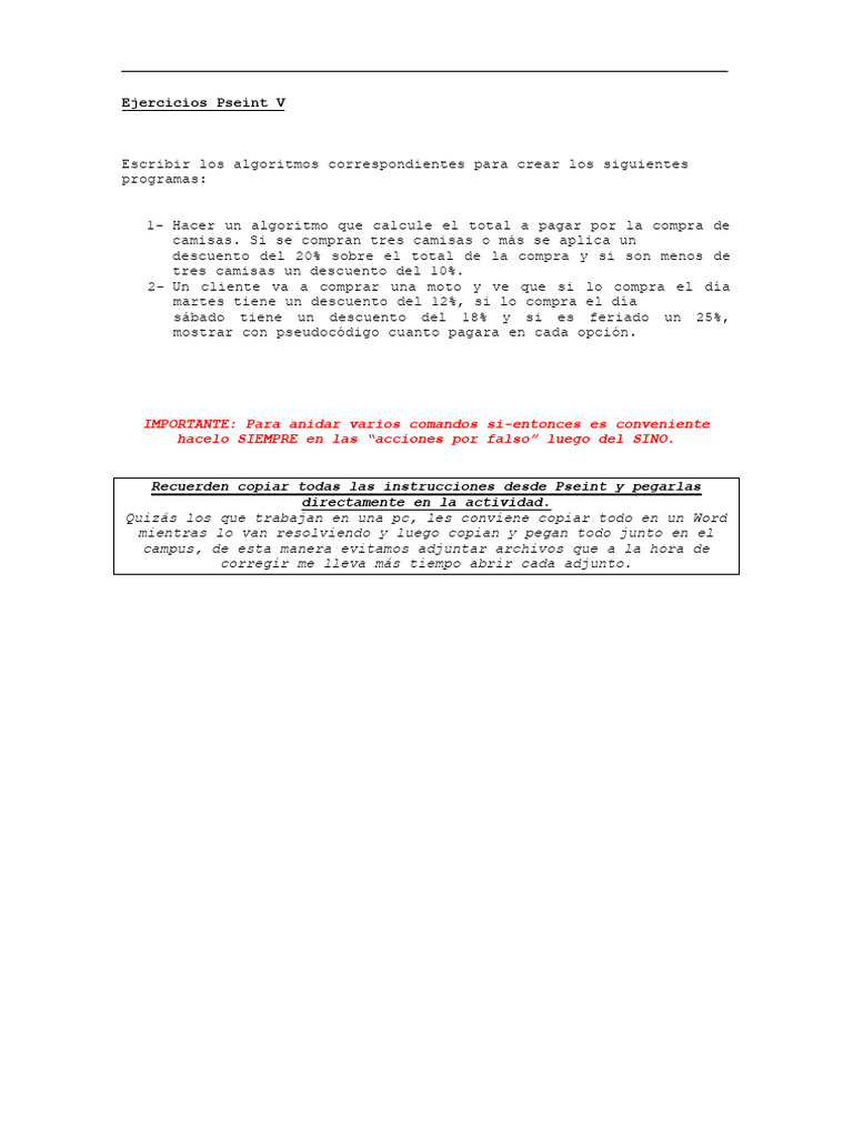 Ejercicios PSeint V | PDF