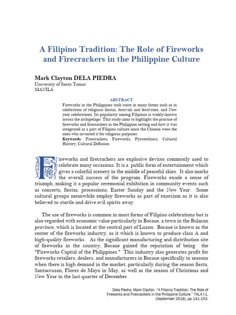 A Filipino Tradition The Role of Fireworks and Firecrackers in The ...