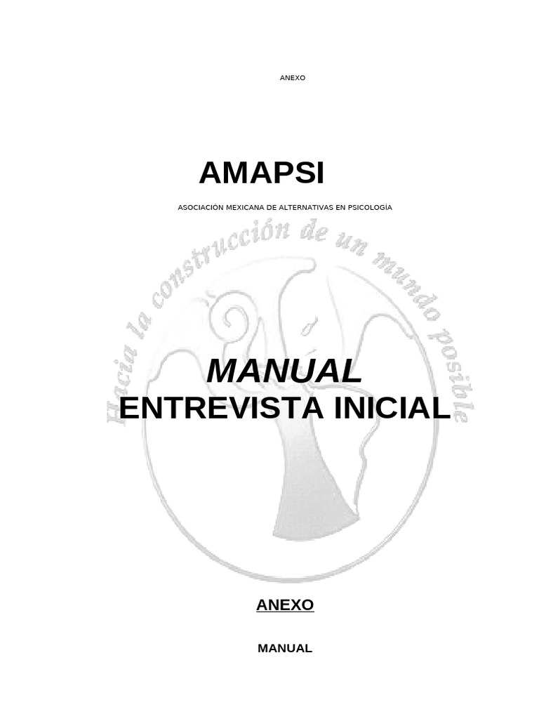 Amapsi Manual Entrevista Inicial Anexo M | PDF | Amistad | Adultos