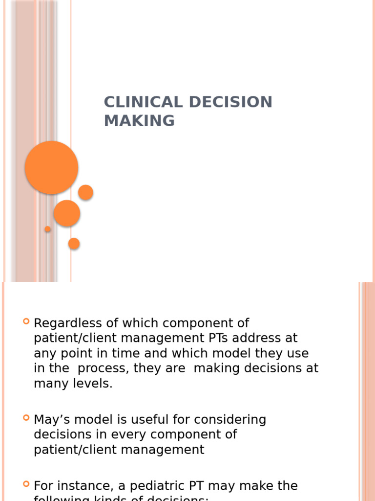 CHP 6 Part 3 CLINICAL DECISION MAKING | PDF | Physical Therapy ...