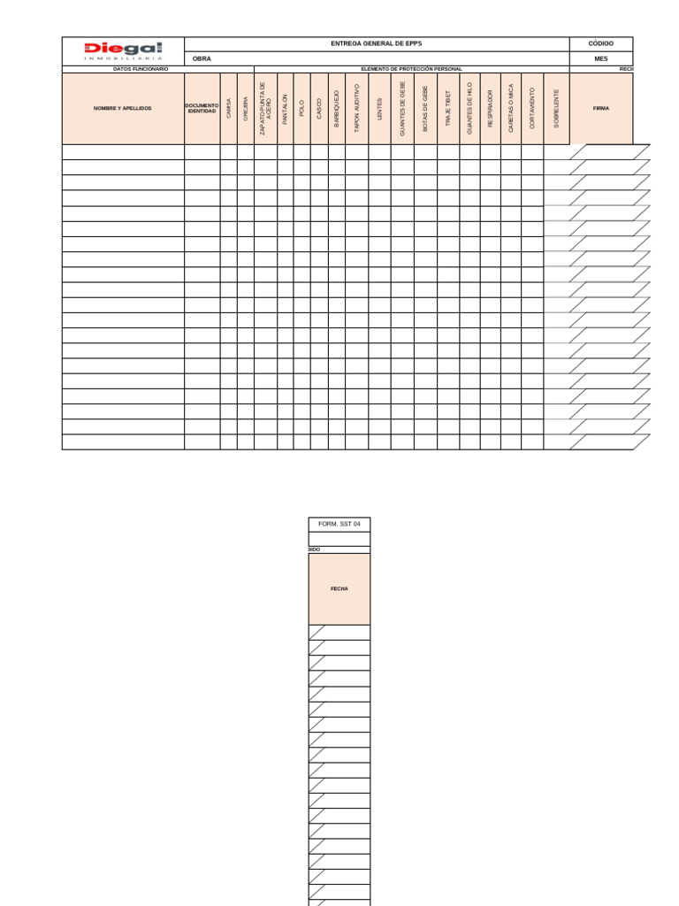 Formato Entrega de Epps Diegal | PDF