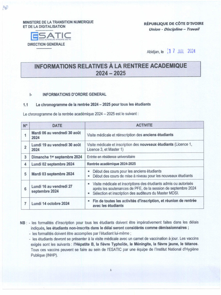 2024 Information Rentree Scolaire | PDF