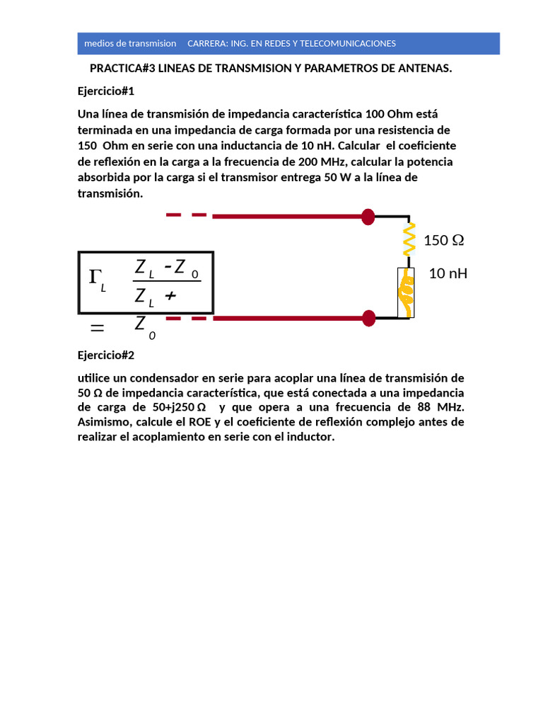 Líneas de Transmisión y Antenas: Ejercicios Prácticos | PDF