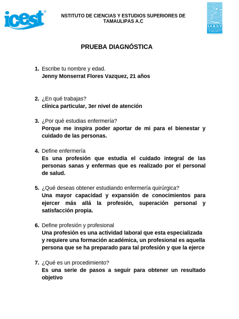 Prueba Diagnóstica Tec - Enf.cx | PDF