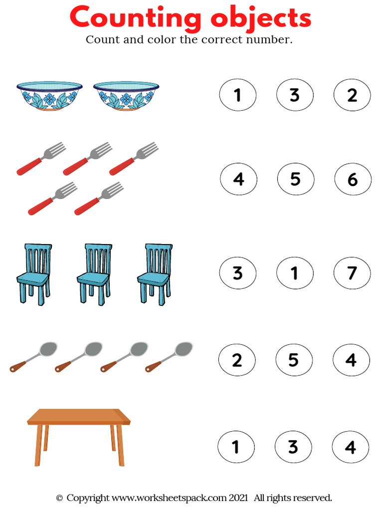 Counting Objects Worksheets 1-10 | PDF