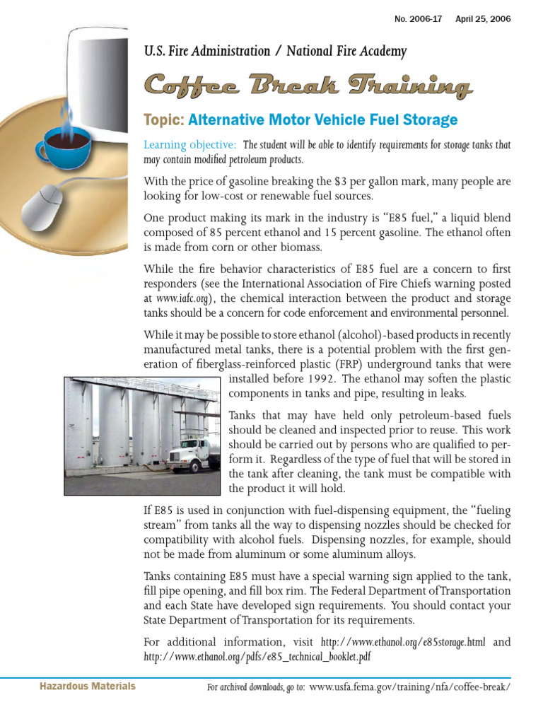E85 Fuel Storage Tank Guidelines | PDF | Gasoline | Fuels