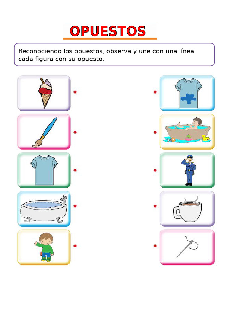 Actividades de Opuestos para Niños | PDF
