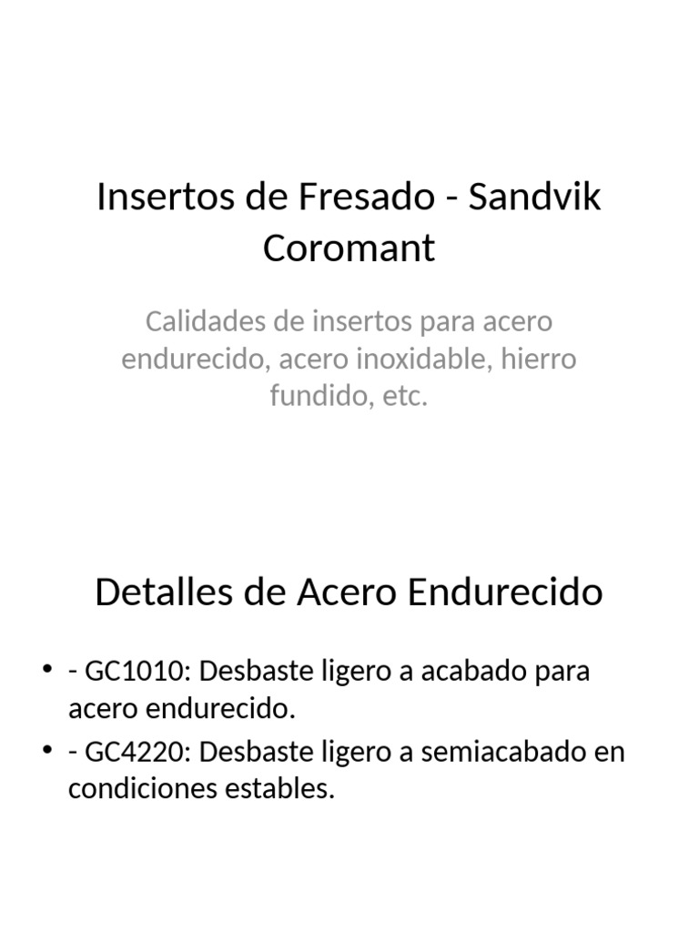 Insertos de Fresado Sandvik Actualizada | PDF | Acero | Revestimiento