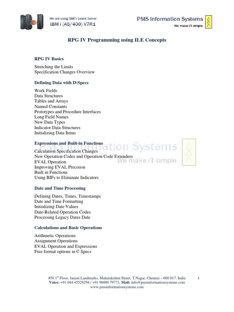 Rpg Iv Ile Programming Pdf Ibm Rpg Subroutine