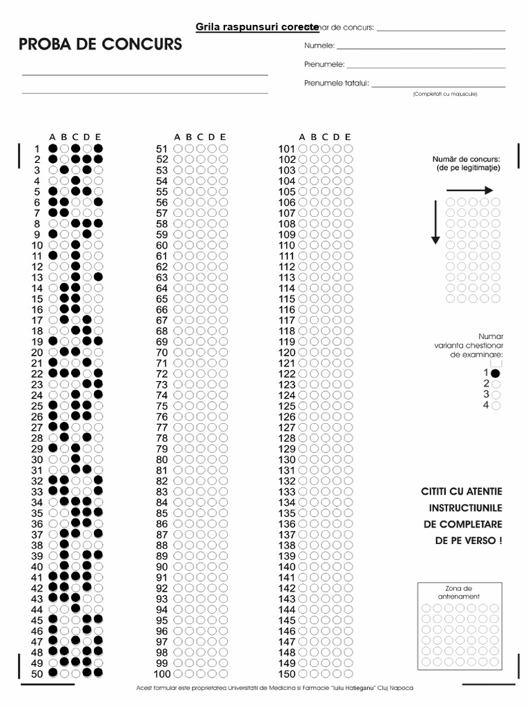 Simulare 2025 - Grile Corecte - MG BioCHO GC Var1 | PDF