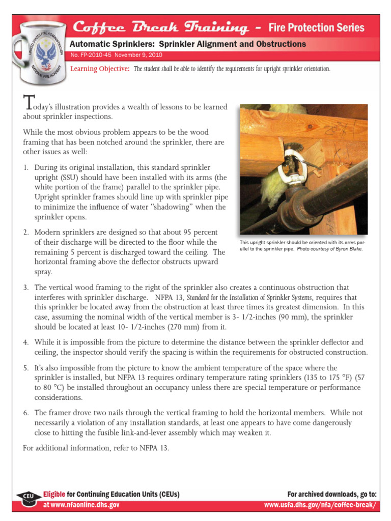 Automatic Sprinklers Sprinkler Alignment and Obstructions | PDF | Fire Protection | Active Fire ...