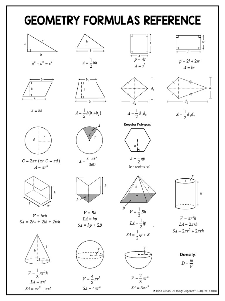 Geometry Volume and Area Formulas | PDF | Area | Triangle
