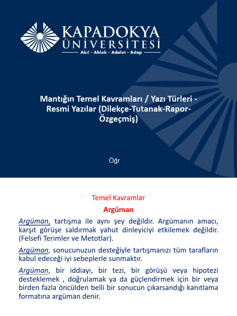 Temel Kavramlar Ve Resmi̇ Yazilar 1 | PDF