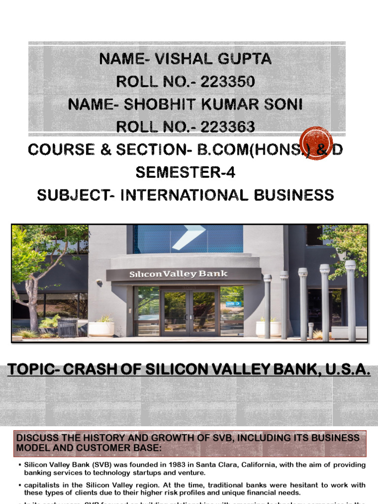 Vishal Gupta (223350) Shobhit Soni (223363) Crash of Silicon Valley ...