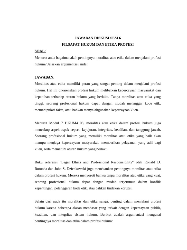 Diskusi 6 Filsafat Hukum & Etika Profesi | PDF
