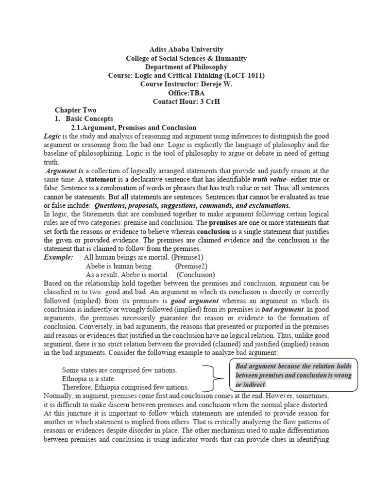 Dere AAU Logic note | PDF | Argument | Definition